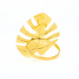 4pc Gold Monstera Leaf Napkin Ring for Sale - CV Linens