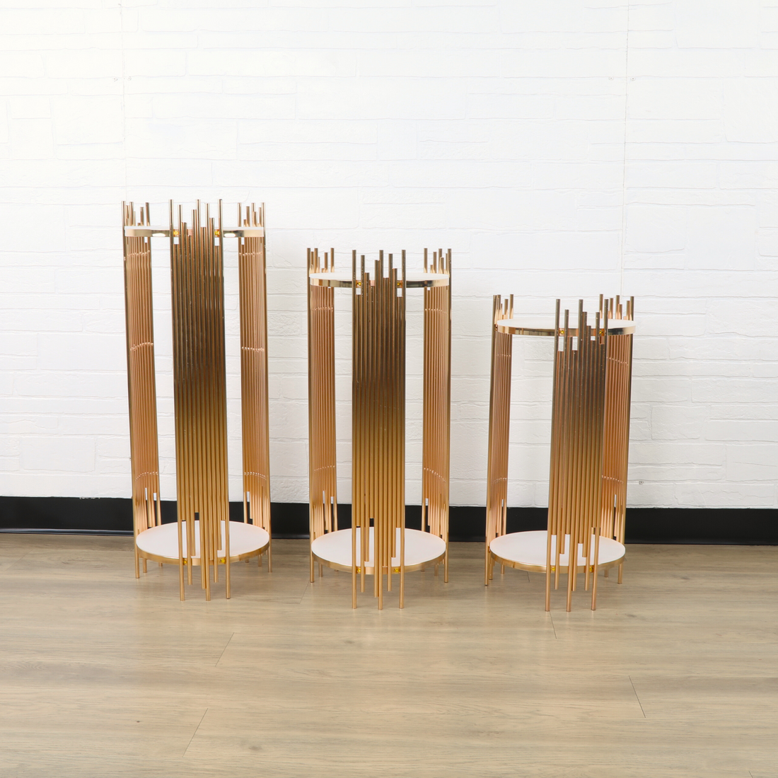 3 pcs of Gold Plinths Round Display Stand– CV Linens