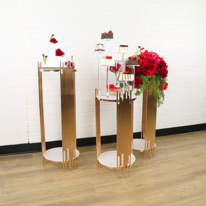 3 pcs of Gold Plinths Round Display Stand– CV Linens