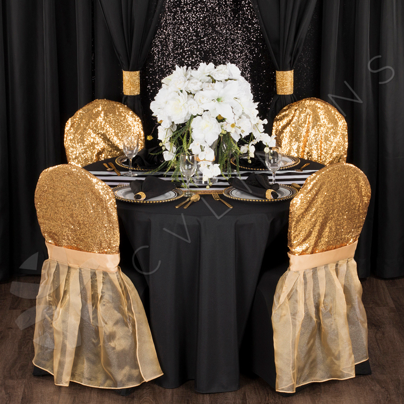 4 pc/pk Large Rhinestone Velcro Drapes Clip - Gold - CV Linens™