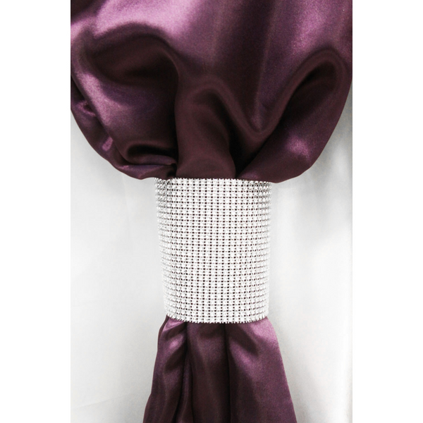 4 pc/pk Large Rhinestone Velcro Drape Sash Clip - Silver - CV Linens™