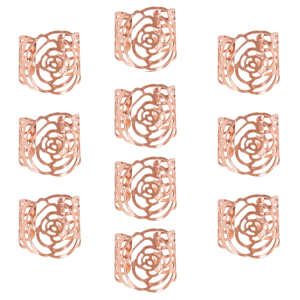 10 pc/pk Laser Cut Rose Metal Napkin Ring - Blush/Rose Gold– CV Linens