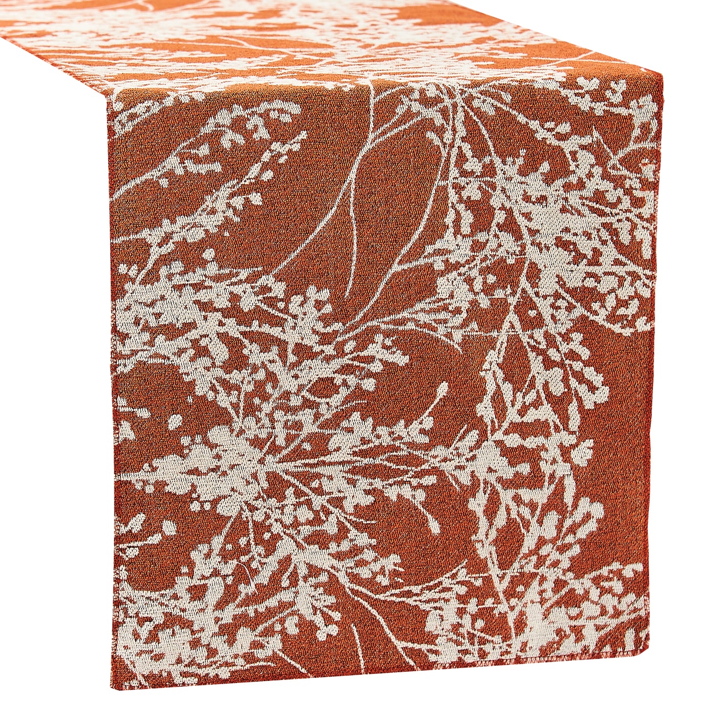 Leaf Branch Reversible Jacquard Table Runner - Rust - CV Linens™