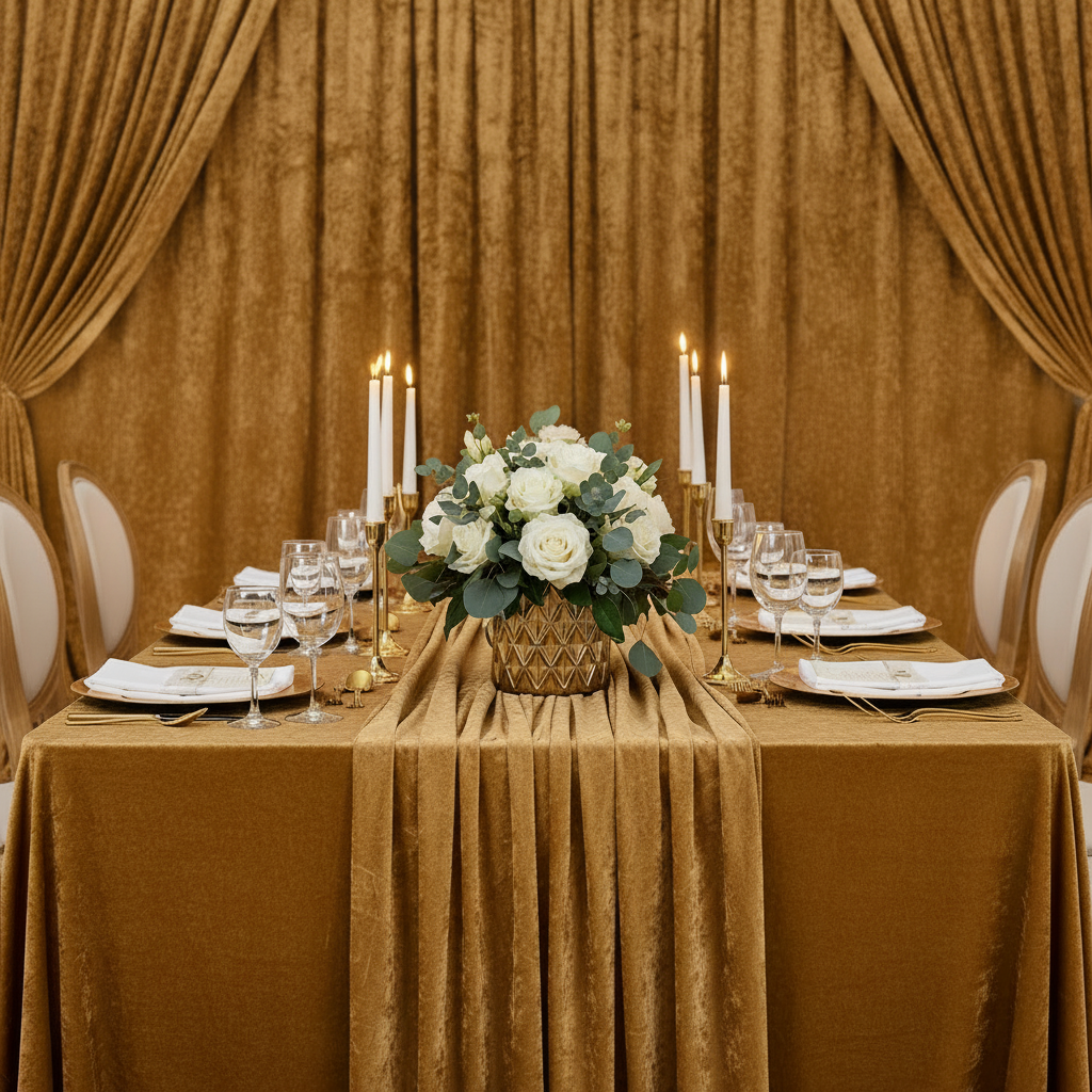 Velvet 10ft H x 52" W Drape/Backdrop Curtain Panel - Mustard Gold - CV ...