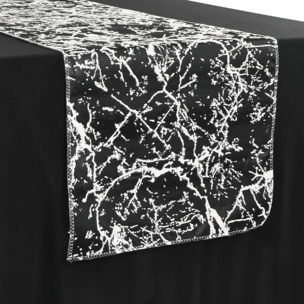 Marble Reversible Jacquard Table Runner - Black - CV Linens™