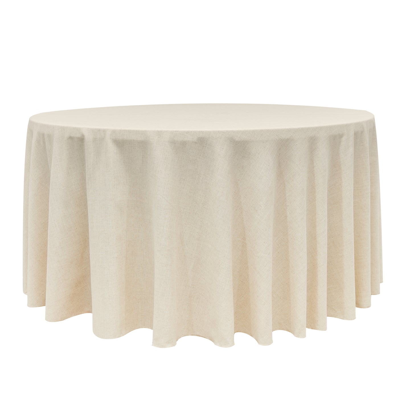 120" Round Premium Linen-Look Panama Weave Tablecloth - Ivory - CV Linens™