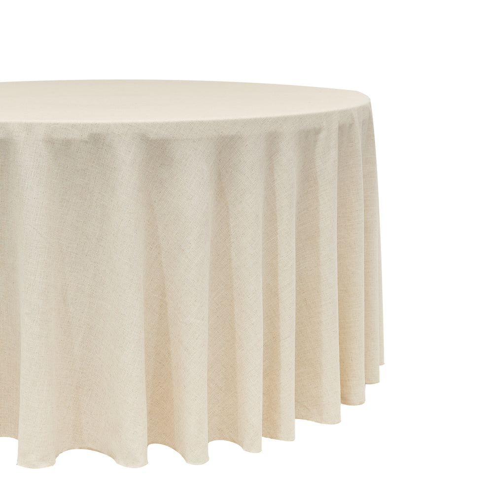 120" Round Premium Linen-Look Panama Weave Tablecloth - Ivory - CV Linens™