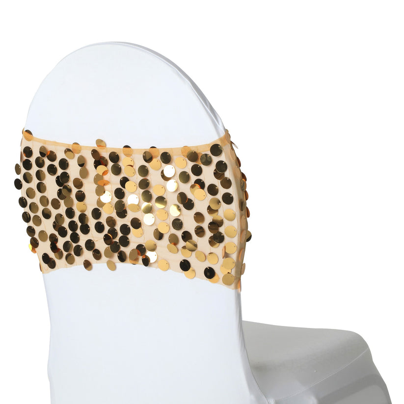 5 pcs/pk Payette Sequin Chair Bands - Gold - CV Linens™