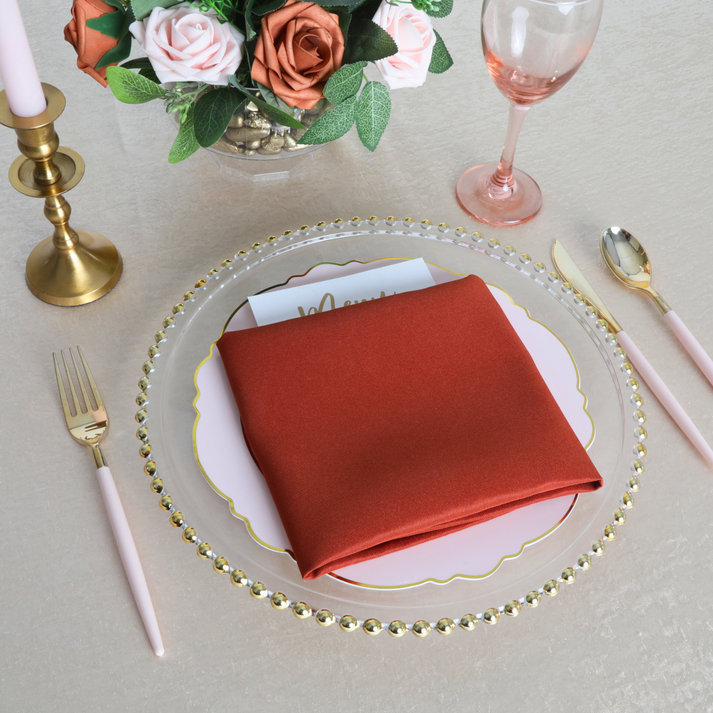 Premium Polyester Napkin 20"x20" - Rust– CV Linens