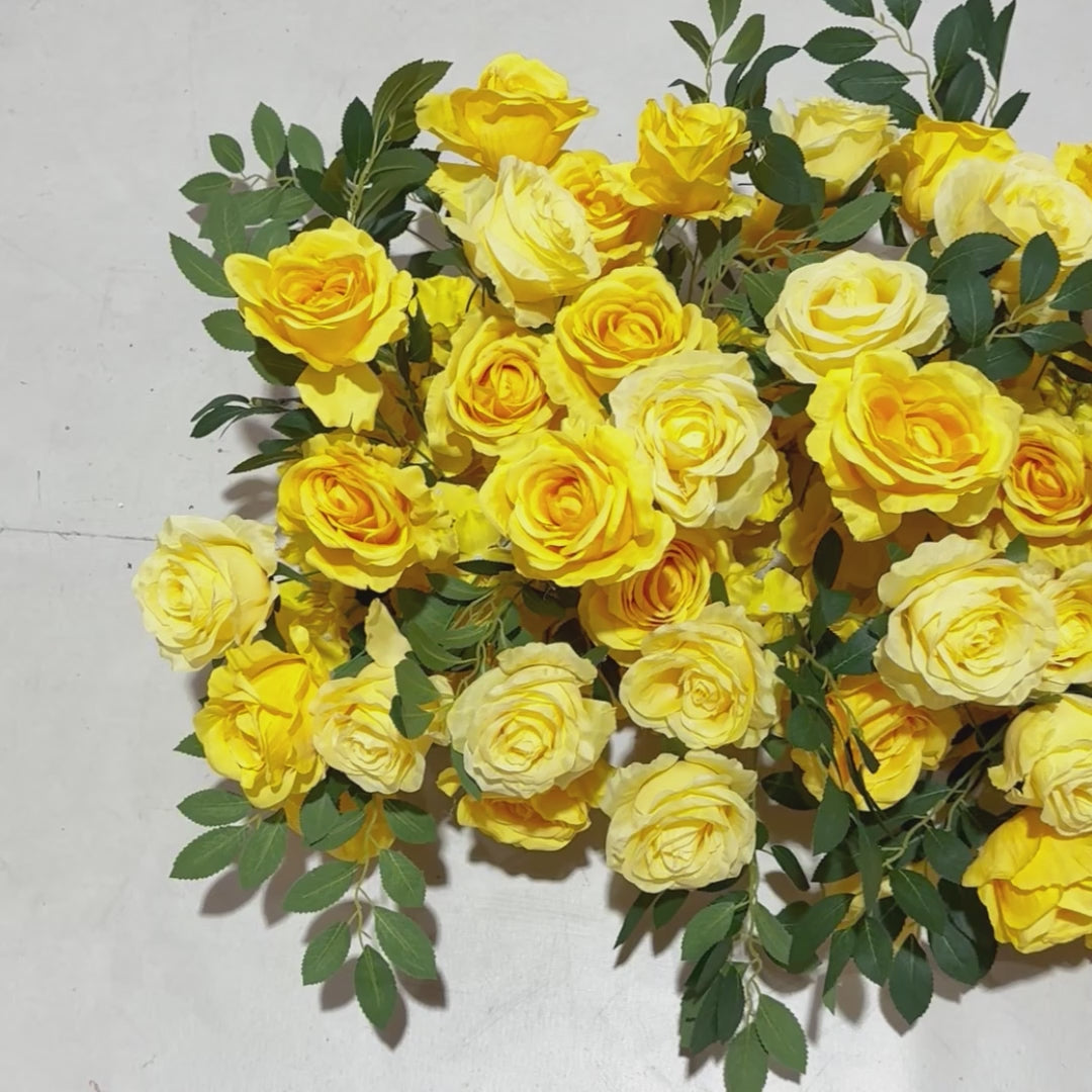 2 pcs/pk Premade Flower Backdrop Arch/Table Runner Decor Pastel Yellow ...