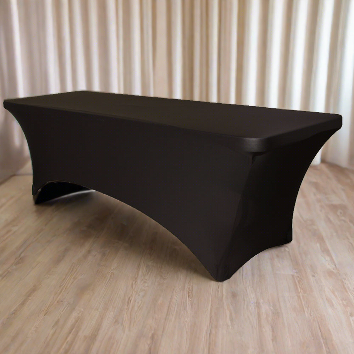 Rectangular 8 FT Spandex Table Cover Black - CV Linens™