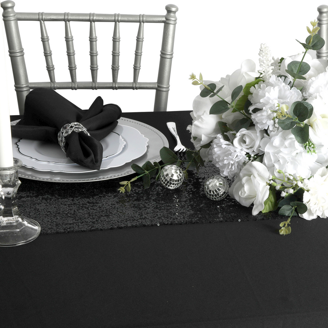 Black Scuba 90”x132” Rectangular Oblong Tablecloth - CV Linens™