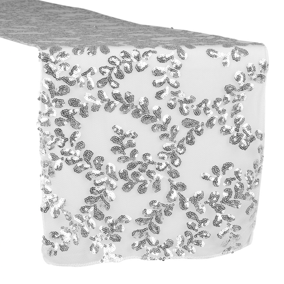 Sequin Vine Table Runner - Silver - CV Linens™