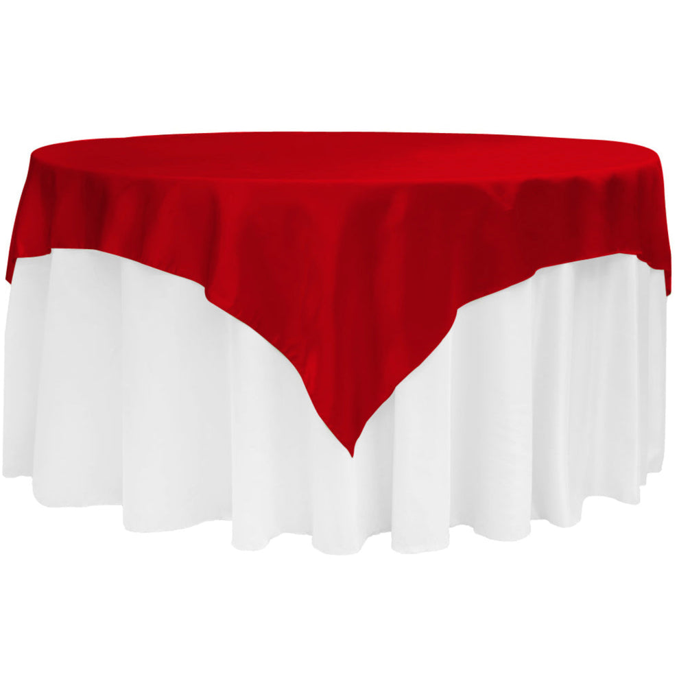 Square 72 inch Satin Overlay Apple Red at CV Linens