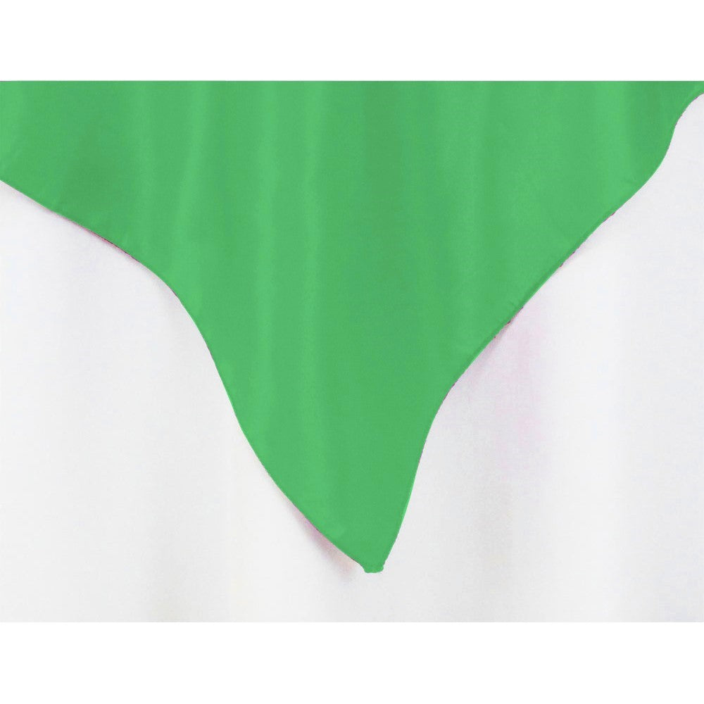 Square 72" Satin Table Overlay - Kelly Green - CV Linens™