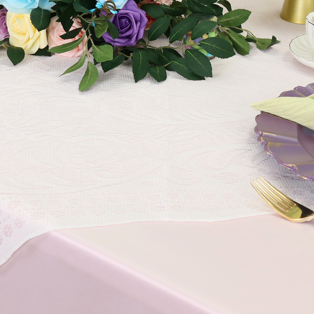 72" Square Quaker Lace Table Overlay Topper - Ivory - CV Linens™