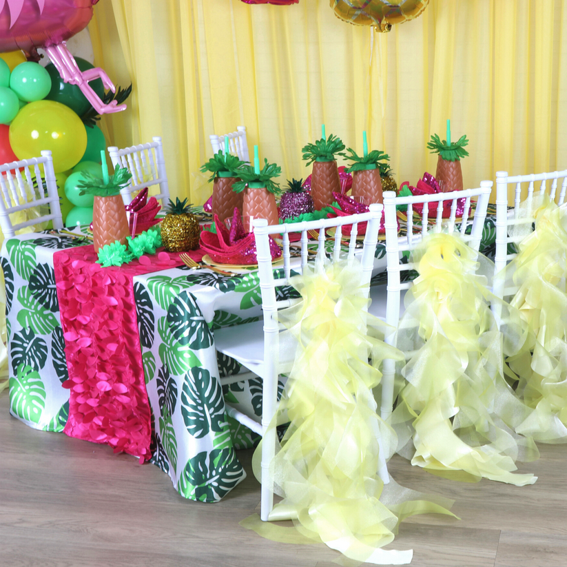 Square 90"x90" Satin Table Overlay - Tropical Palm Leaf - CV Linens™