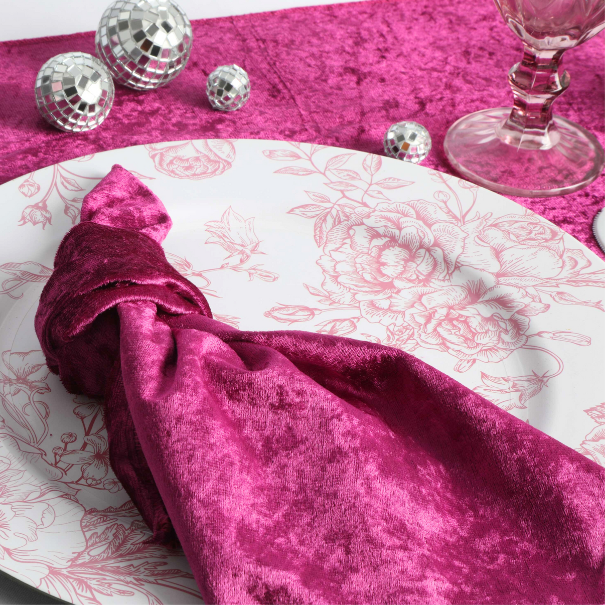 20x20 Velvet Linen Napkins - Magenta - CV Linens™