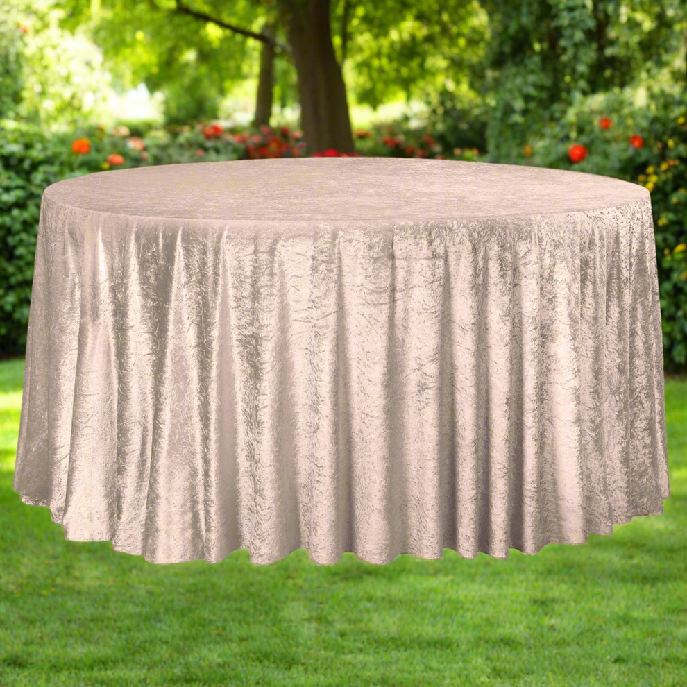 Velvet 120" Round Tablecloth - Beige - CV Linens™