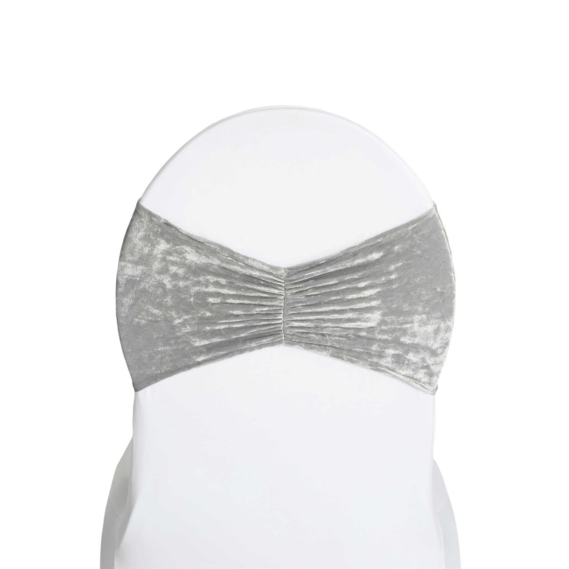 Velvet Ruffle Stretch Chair Band - Silver - CV Linens™