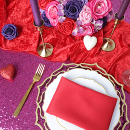 Velvet Table Runner - Red - CV Linens™