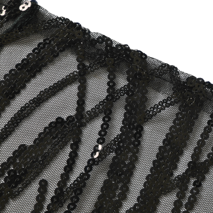 Wave Sequin Mesh Table Runner 12"x108" - Black - CV Linens