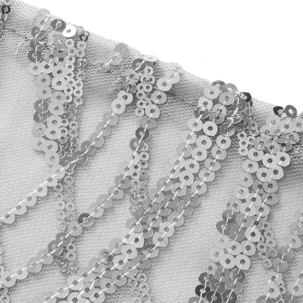 Wave Sequin Mesh Table Runner 12"x108" - Silver - CV Linens™