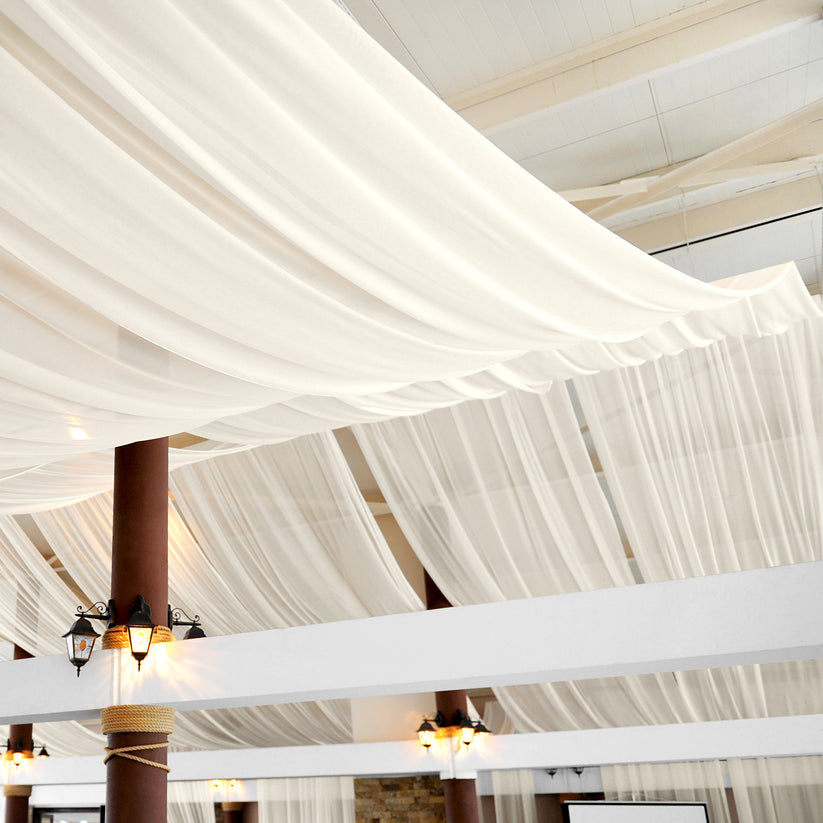40ft Ceiling/Curtain Draping Sheer Voile Flame Retardant (FR) - Ivory ...