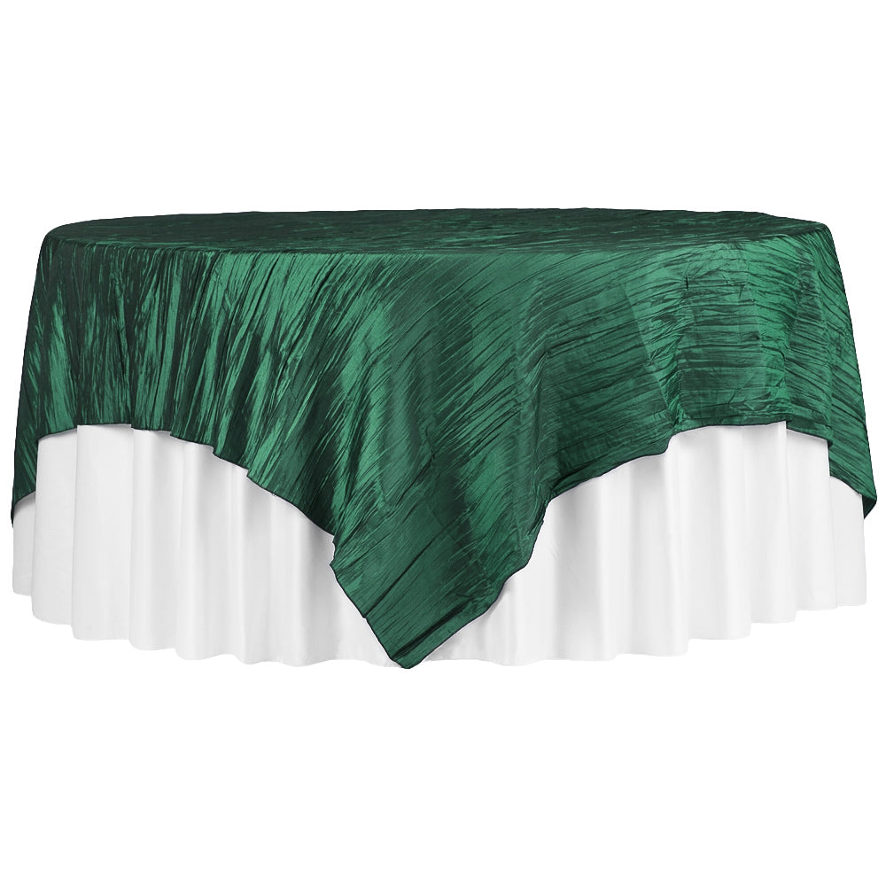85x85 Emerald Green Accordion Crinkle Taffeta Table Overlay– CV Linens
