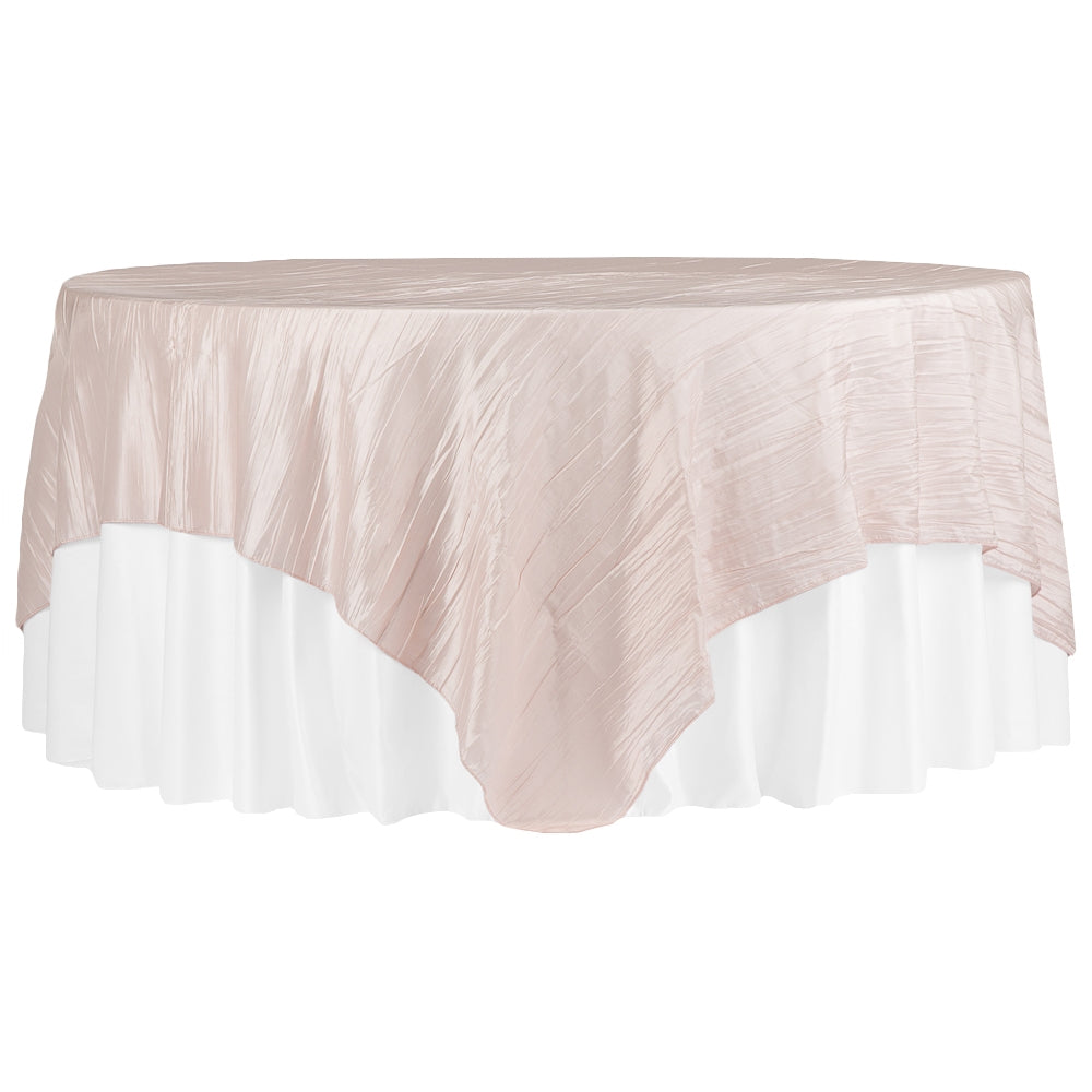 85x85 Blush/Rose Gold Accordion Crinkle Taffeta Table Overlay– CV Linens