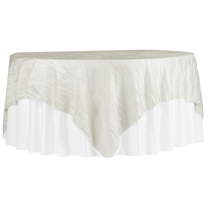 Accordion Crinkle Taffeta Table Overlay Topper 85"x85" Square - Ivory ...