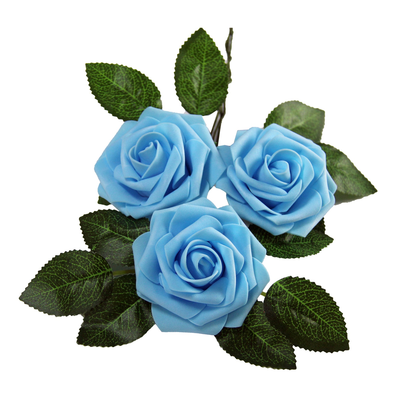 50 Pcs Artificial DIY Foam Rose Stems | 3D Faux Baby Blue Roses– CV Linens