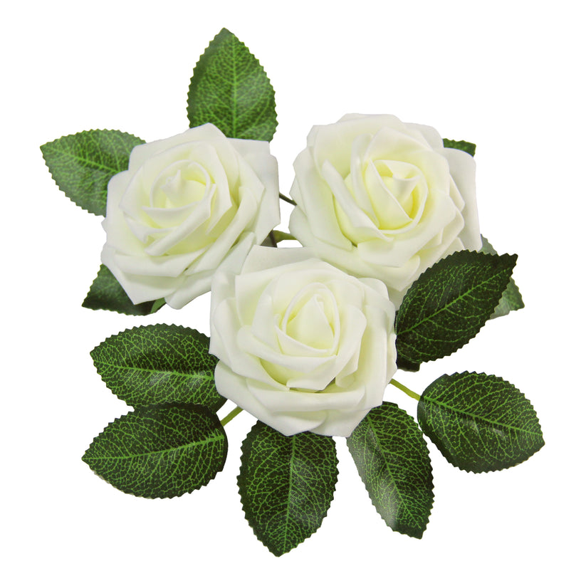 50 Pcs Artificial DIY Foam Rose Stems | Realistic 3D Ivory Roses– CV Linens