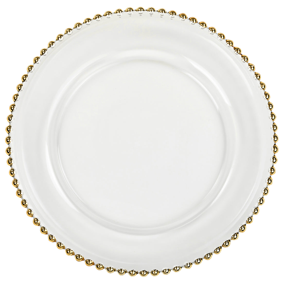 Beaded Glass Gold Trim Charger Plate | Party Supplies | CV Linens
