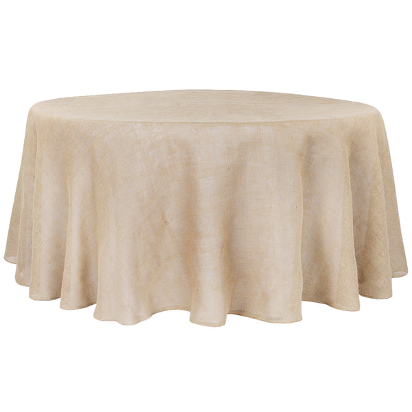 Burlap 132" Round Tablecloth - Natural Tan - CV Linens™