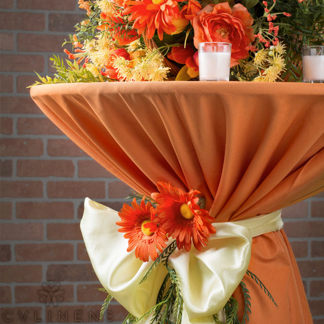 Orange Polyester 120" Round Tablecloth - CV Linens™