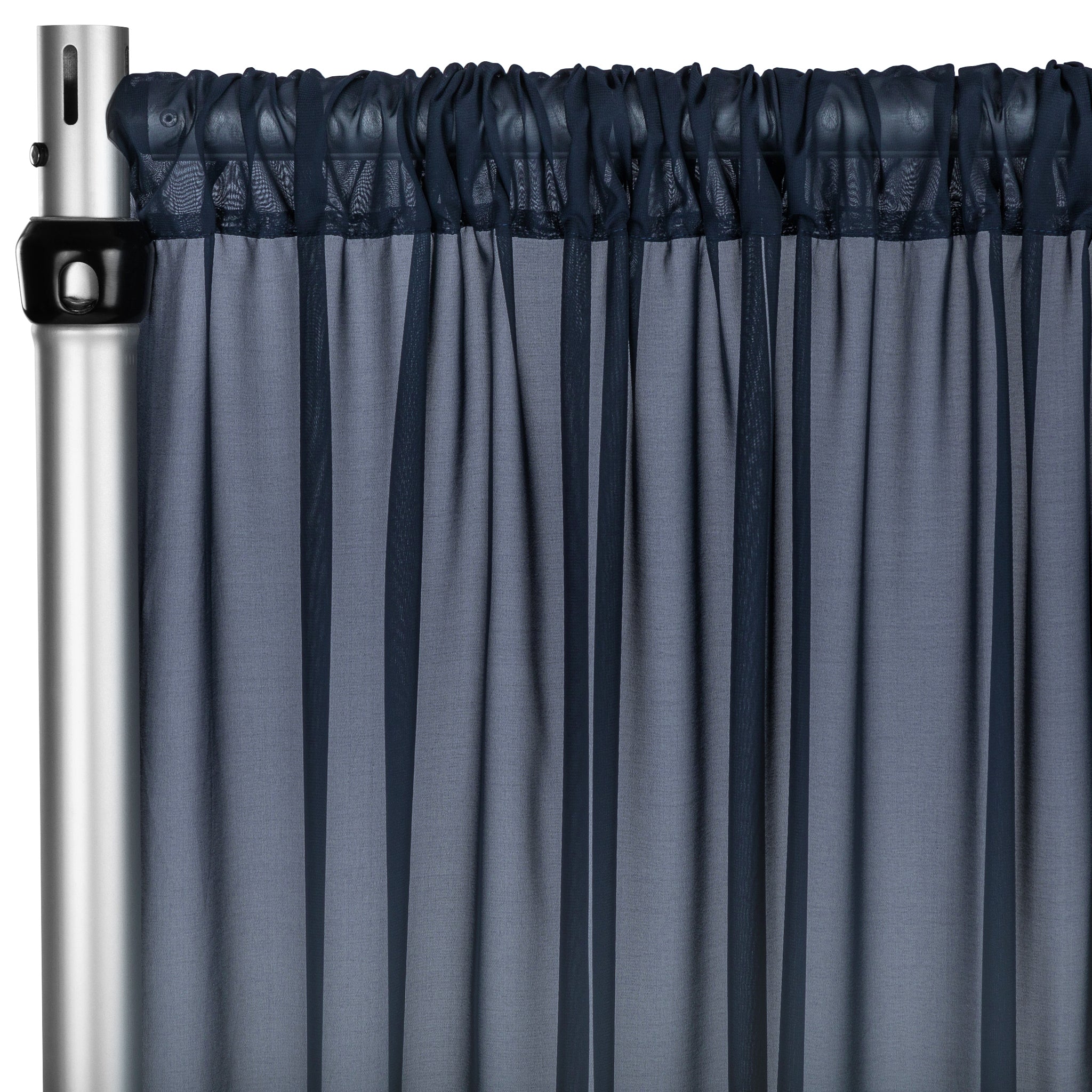 Wholesale Chiffon Curtain Drape 12ft x 58 Panel Navy Blue – CV Linens