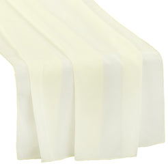 Chiffon Wedding Table Runner 10FT x 27" - Ivory - CV Linens™
