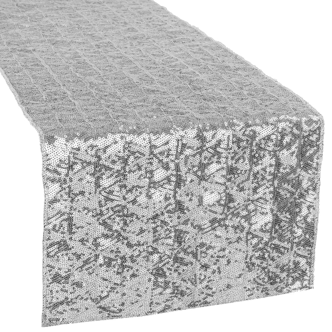 Diamond Glitz Sequin Table Runner - Silver - CV Linens™