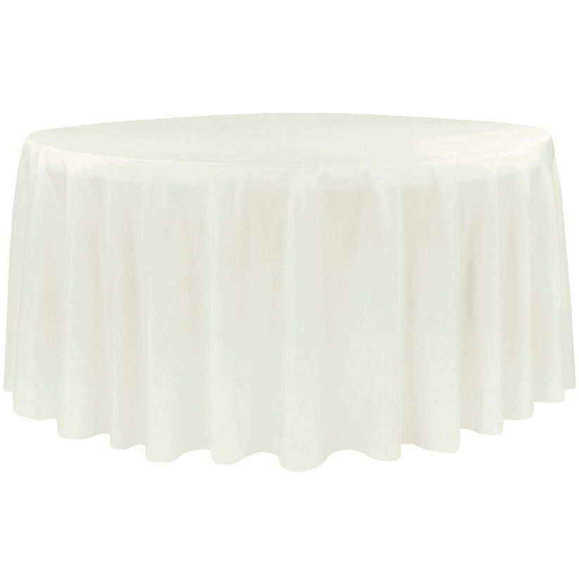 Economy Polyester Tablecloth 132" Round - Ivory - CV Linens™