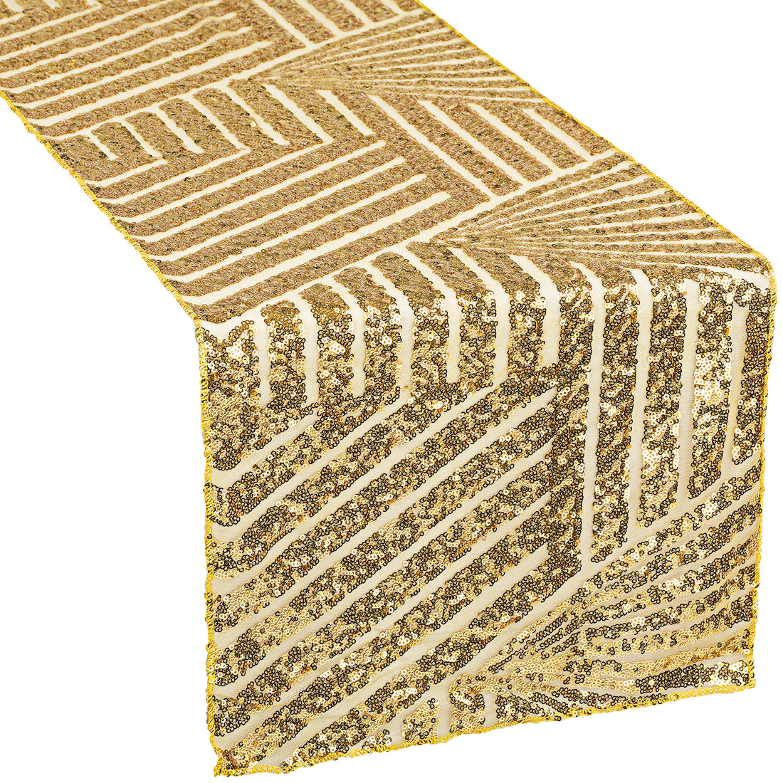 Geometric Glitz Art Deco Sequin Table Runner - Gold - CV Linens™