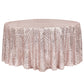 Geometric Glitz Art Deco Sequin Tablecloth 132" Round - Blush/Rose Gold - CV Linens™