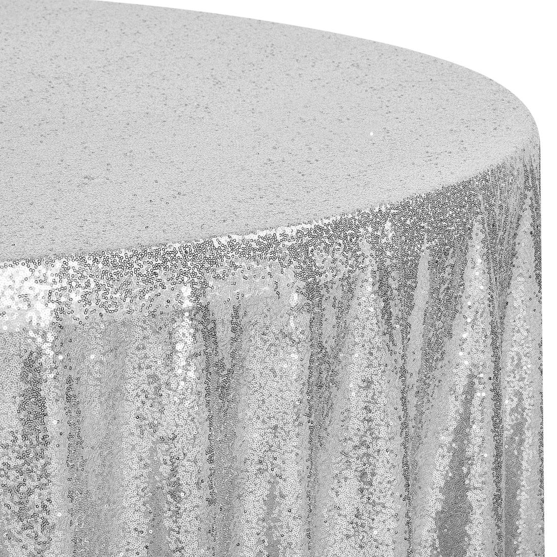 Glitz Sequin Mesh Net Tablecloth 116" Round - Silver - CV Linens™