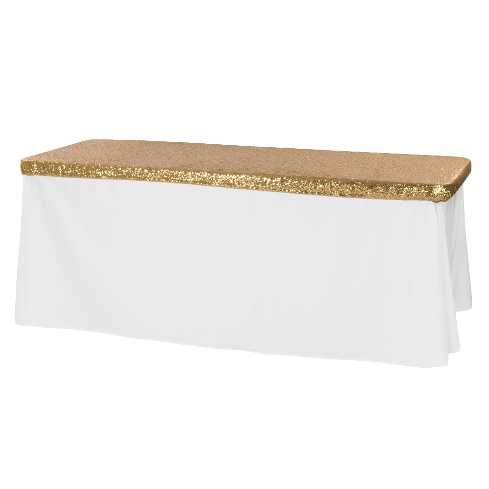 Glitz Sequin Table Topper/Cap 6 FT Rectangular - Gold - CV Linens™