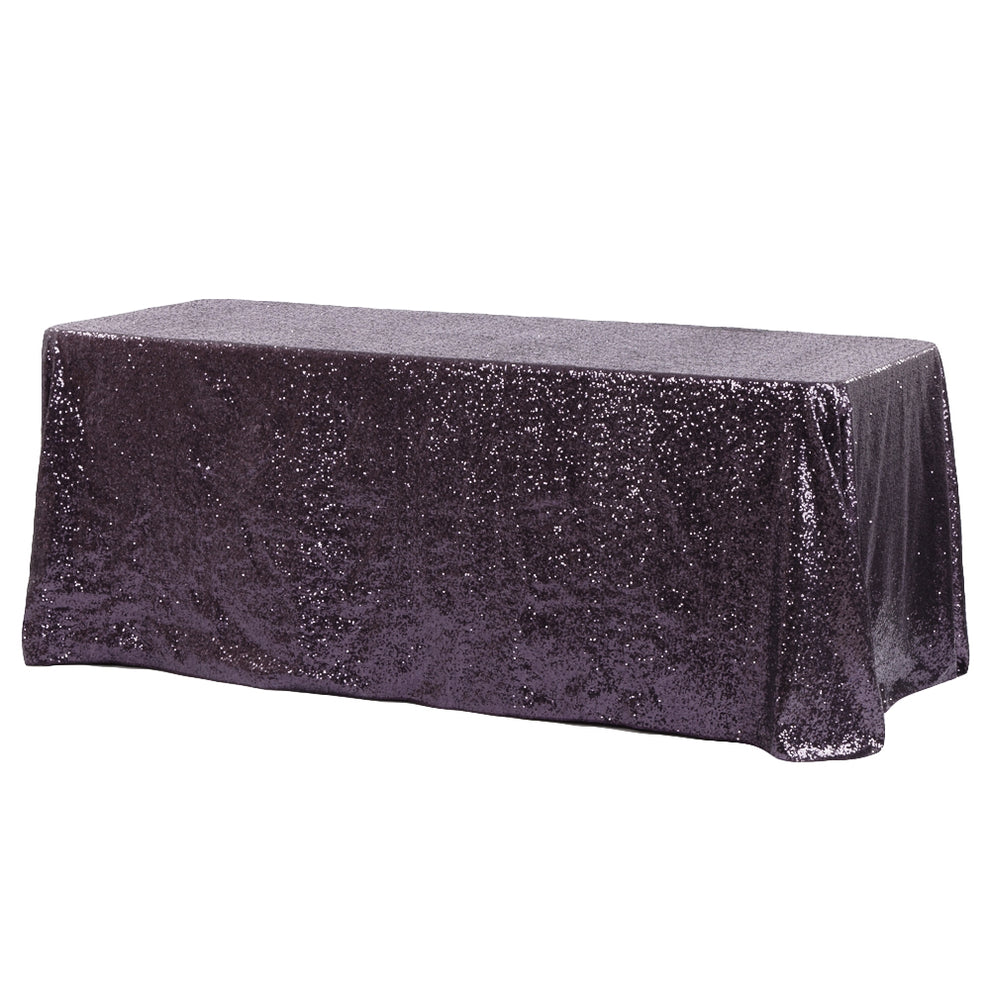 Glitz Sequin 90"x132" Rectangular Tablecloth - Eggplant/Plum - CV Linens™