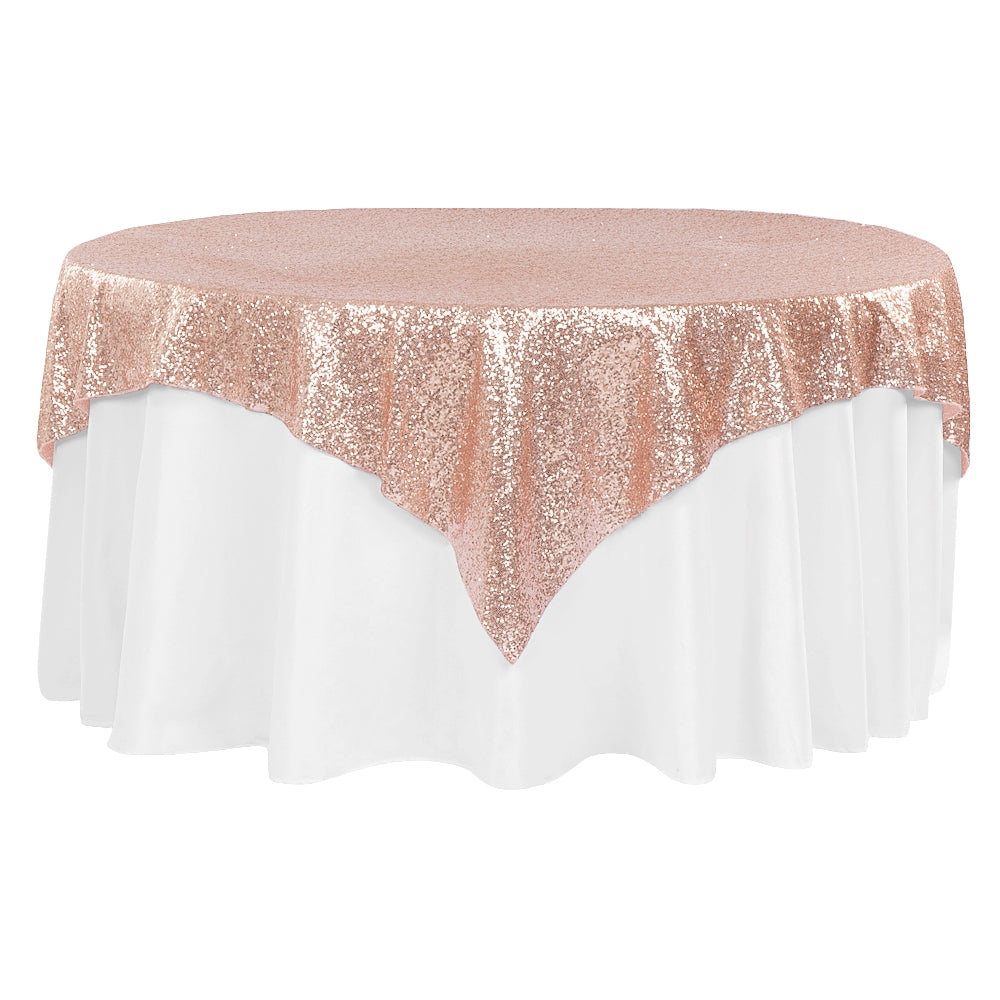 Glitz Sequin Table Overlay Topper 72"x72" Square - Blush/Rose Gold - CV ...