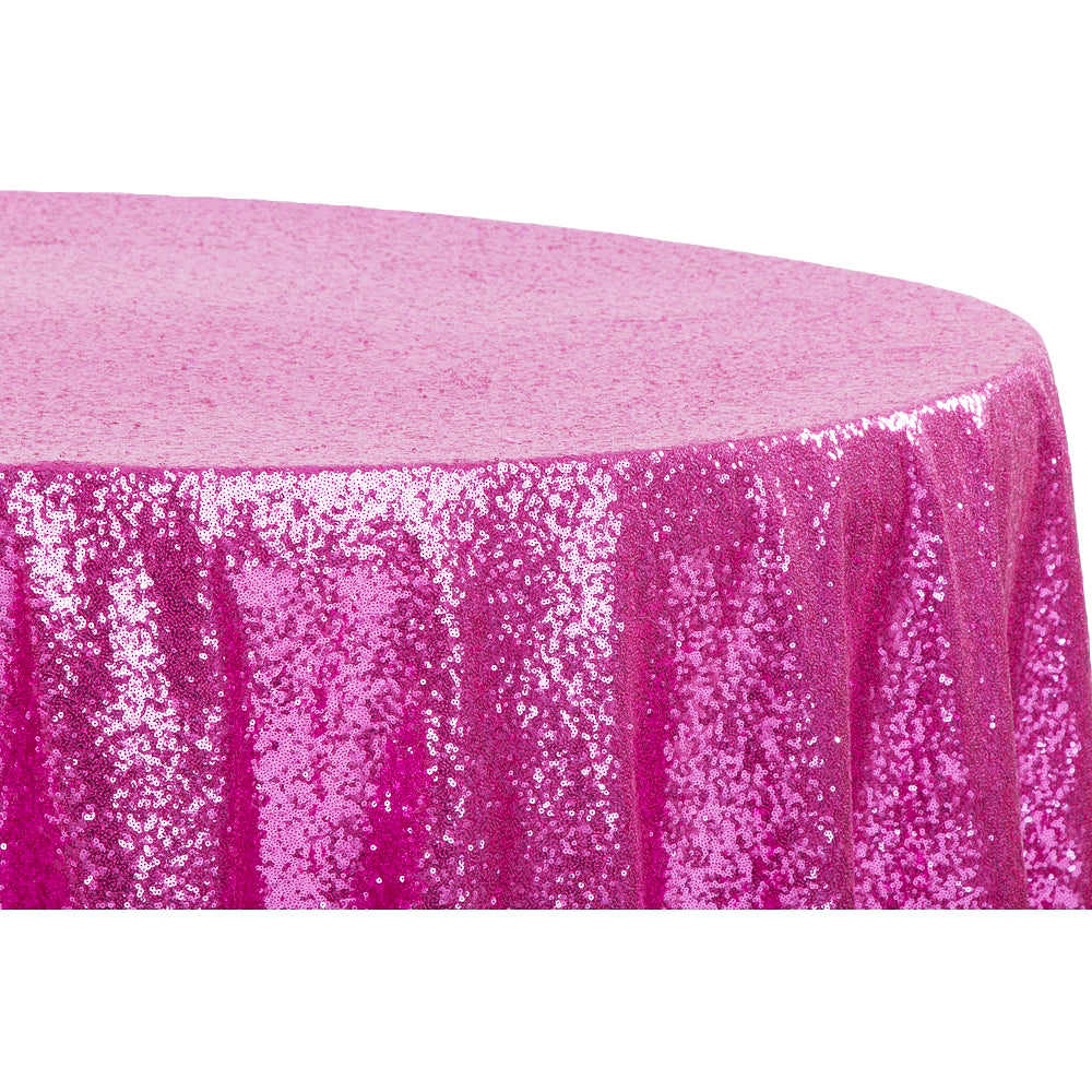Glitz Sequins 132" Round Tablecloth - Fuchsia– CV Linens