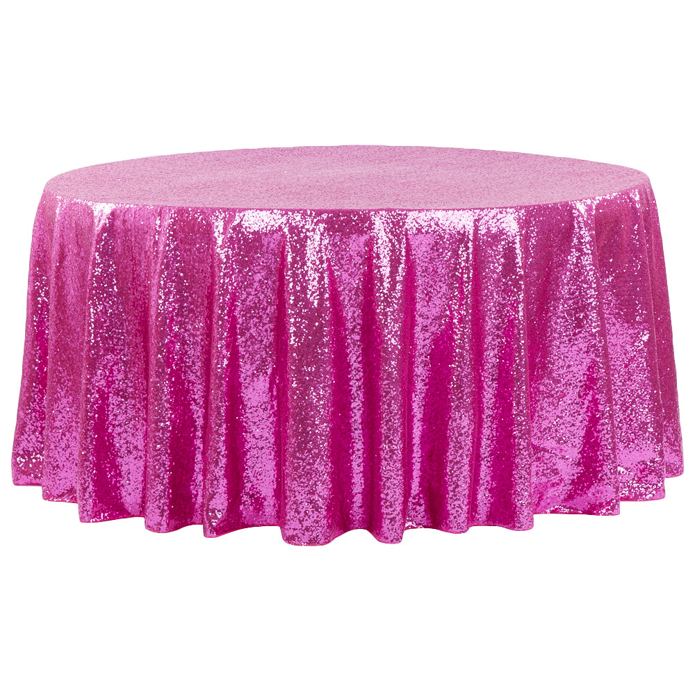 Glitz Sequins 132" Round Tablecloth - Fuchsia– CV Linens