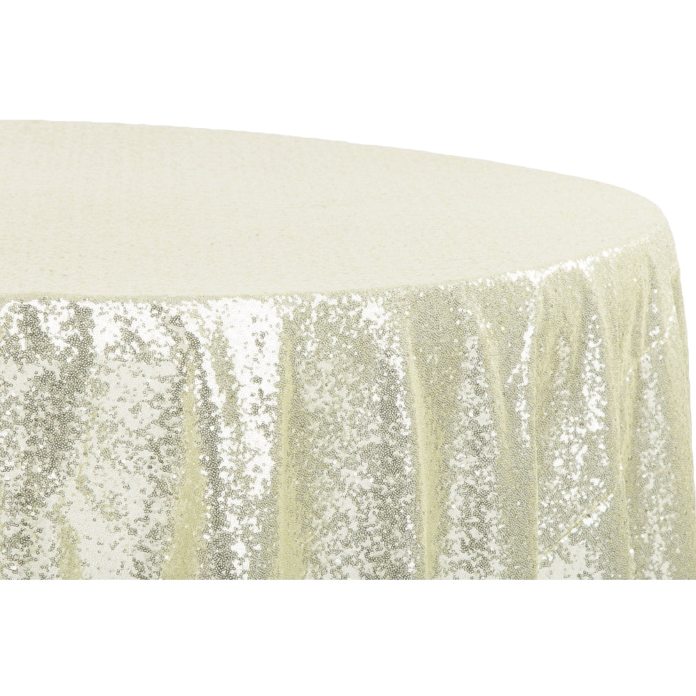 Glitz Sequins 132" Round Tablecloth - Ivory– CV Linens