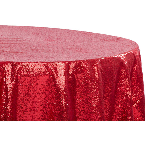 Glitz Sequins 132" Round Tablecloth - Red - CV Linens™